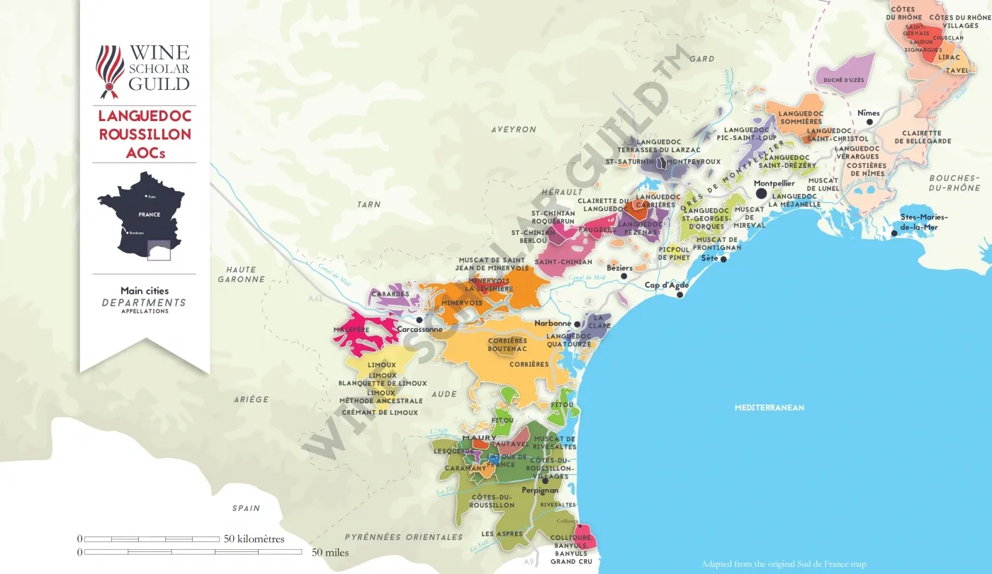 Languedoc-Roussillon Wine Map