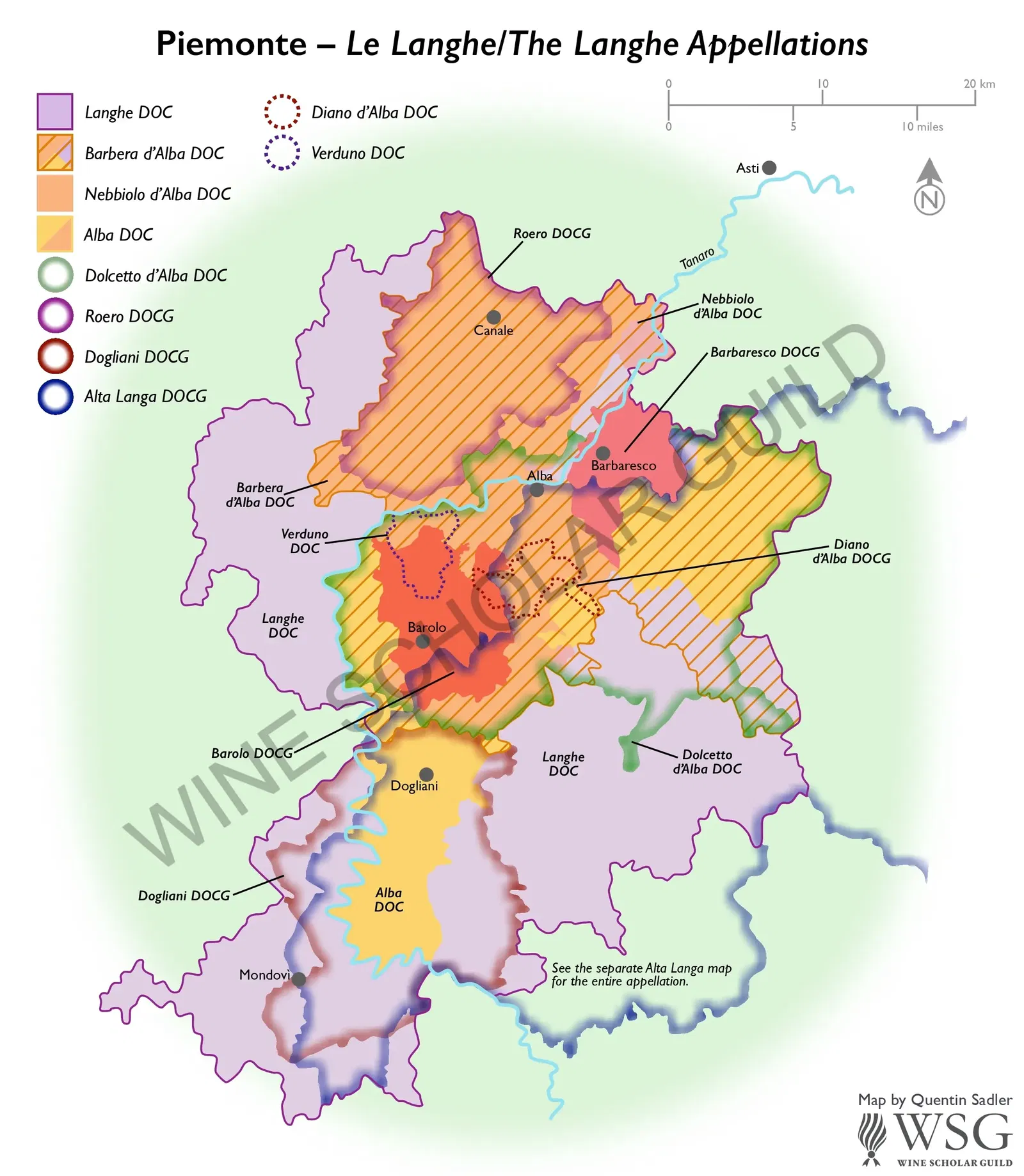 Piemonte Le Langhe The Langhe Appellations Wine Map