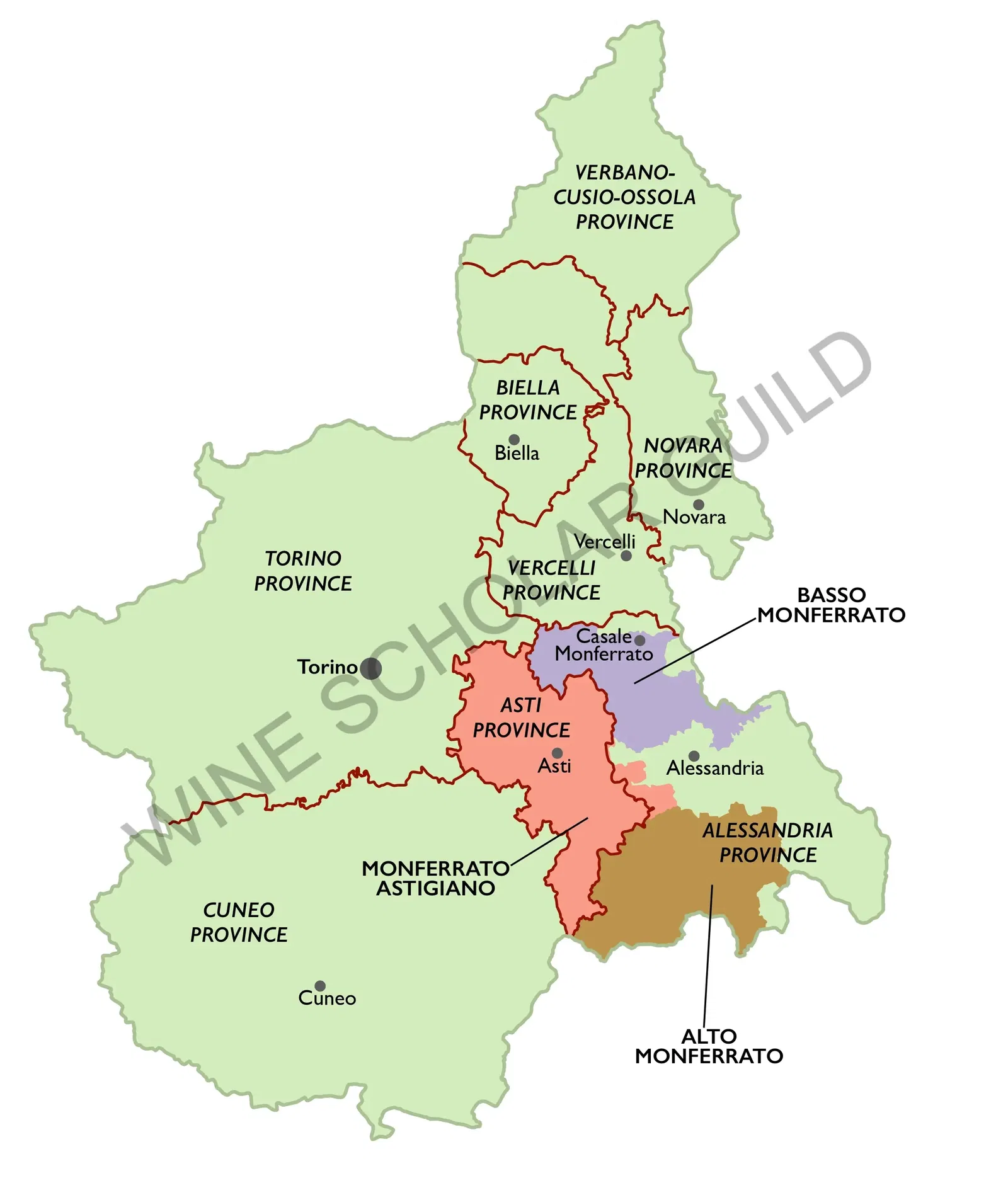 Piemonte Monferrato Districts