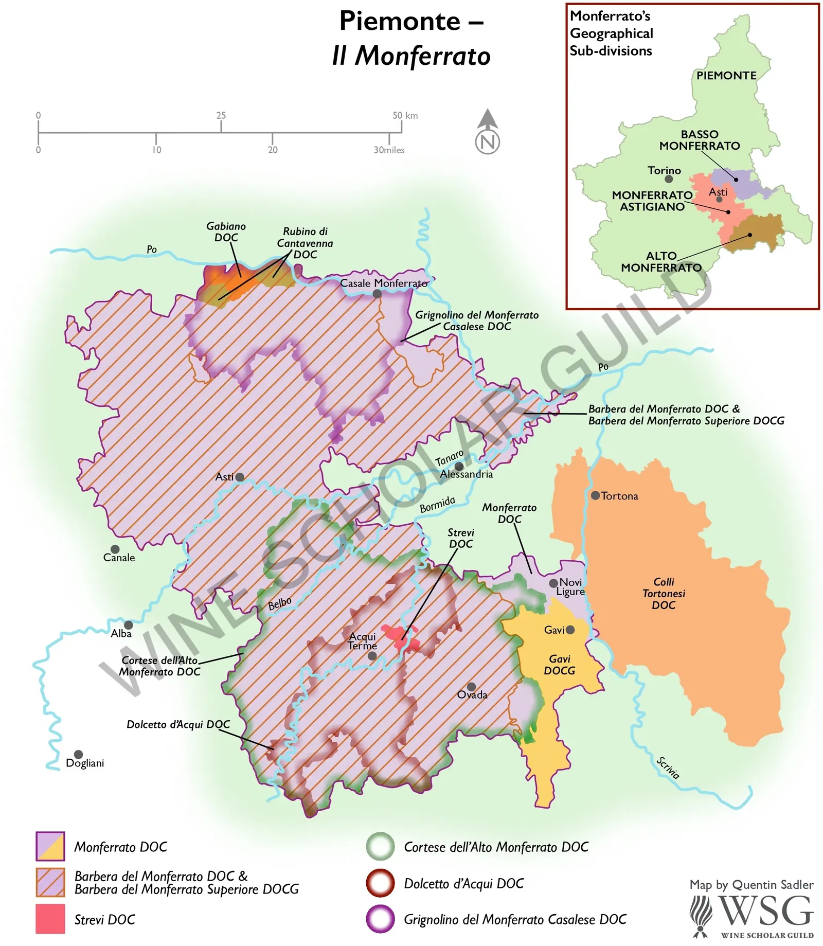 Piemonte Monferrato Wine Map